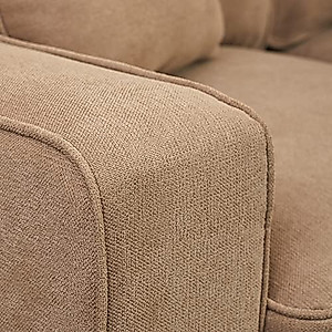 Serta Palisades Upholstered Sofas for Living Room Modern Design Couch, Straight Arms, Soft Fabric Upholstery, Tool-Free Assembly, 61" Loveseat, Sand Beige