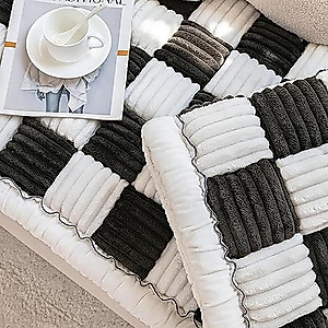 Funny Couch Cover, Cream-Coloured Large Plaid Square Pet Mat Bed Couch Cover, Couch Cover, Dog Blankets for Large Dogs, Waterproof Blanket for Dogs (27.6x59.06 in, Black)