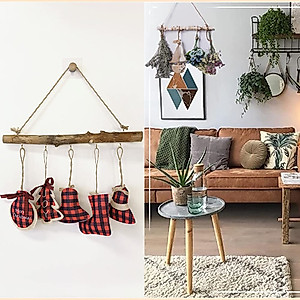 Logs for Decoration Natural Driftwood Decorative Branches Home Wall Hanging Decor Jewelry Organizers with 5 Hooks (15 Inch)