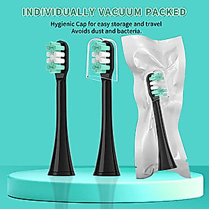 YMPBO Toothbrush Heads Compatible with AquaSonic Black Series,[10Pcs Electric Brush Heads Refill+Free Universal Stand Holder]for Vibe Series/Black Series pro/Duo Series Pro Soft Dupont Bristles,Black