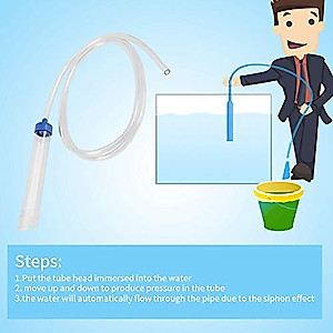 Aquarium Manual Water Changer Gravel Cleaner Water Filter Syphon Tube Fluids Transfer Tool PVC Sand Vacuum Pump Fish Tank Tool with 59in Long Pipe