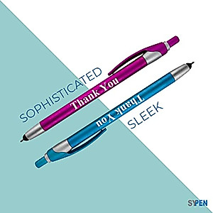 Thank You Greeting Gift Stylus Pens for Touchscreen Devices - 2 in 1 Combo Pen - for Employee Appreciation, Events and Parties, Imprinted "Thank you" on each pen, 100 Pack