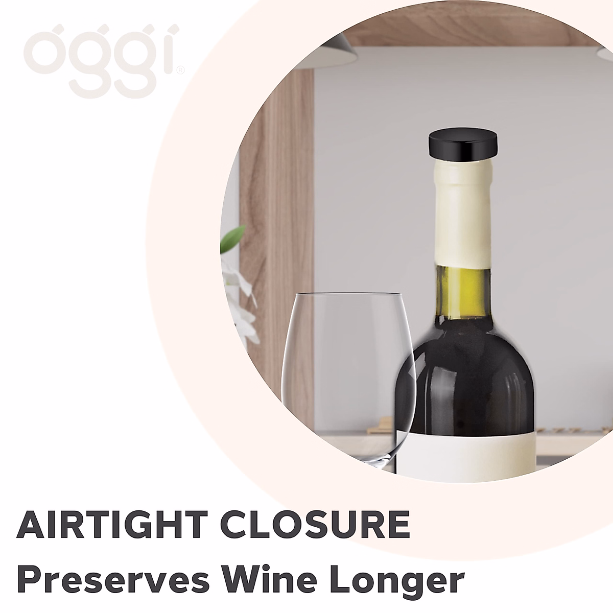 OGGI T-shaped Wine Corks, 2 pcs Wine Bottle Stopper Set, Cork Wine Stoppers for Wine Bottles, Reusable & Low Profile for Wine Beer Bottles DIY Craft (Black, Silver)