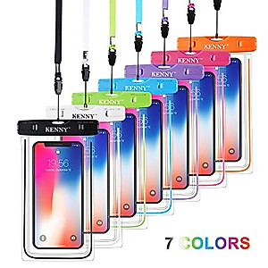 Universal Luminous Waterproof Case,Kenny Cell Phone Dry Bag Pouch,Waterproof Cell Phone Pocket with Neck Strap, for Smartphone up to 6 inches for Swimming,Diving and Surfing (Orange and Black)