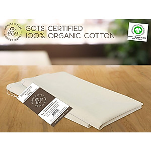HONEST WEAVE GOTS Certified 100% Organic Flour Sack Cotton Kitchen Hand and Dish Towel Sets - Extra Large 27x27 inches, Fully Hemmed, 12-Pack, Natural Tan