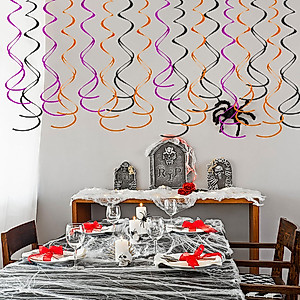 Lucleag 36Pcs Halloween Hanging Swirls Decorations, Black Orange Purple Hanging Foil Swirls for Ceiling Wall Decorations, Shiny Party Swirl Spiral Hanging Decorations for Halloween Party Supplies