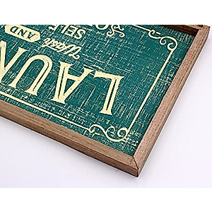 Funly mee Farmhouse Wooden Laundry Wall Plaque Sign with Carved Letters ,Rustic Laundry Room Wall Decor Art with Solid Wood Frame(24x12.2 Inch)