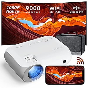 Projector - 4K Support Portable Projector Bluetooth 5G WiFi Native 1080P, 400 ANSI Lumen, YOTON Y7 Phone Projector with Carrying Case, Compatible with HDMI/VGA/USB Home Theater Movie Projector