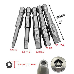 Saipe 10pcs Magnetic Pentagon Head Screwdriver Bits Set 1/4 Inch Hex Shank Security Tamper Proof Pentagonal Drive Bit Five-sided Figure Screw Driver Drill Bit for Electric Hand Screwdrivers, 50mm