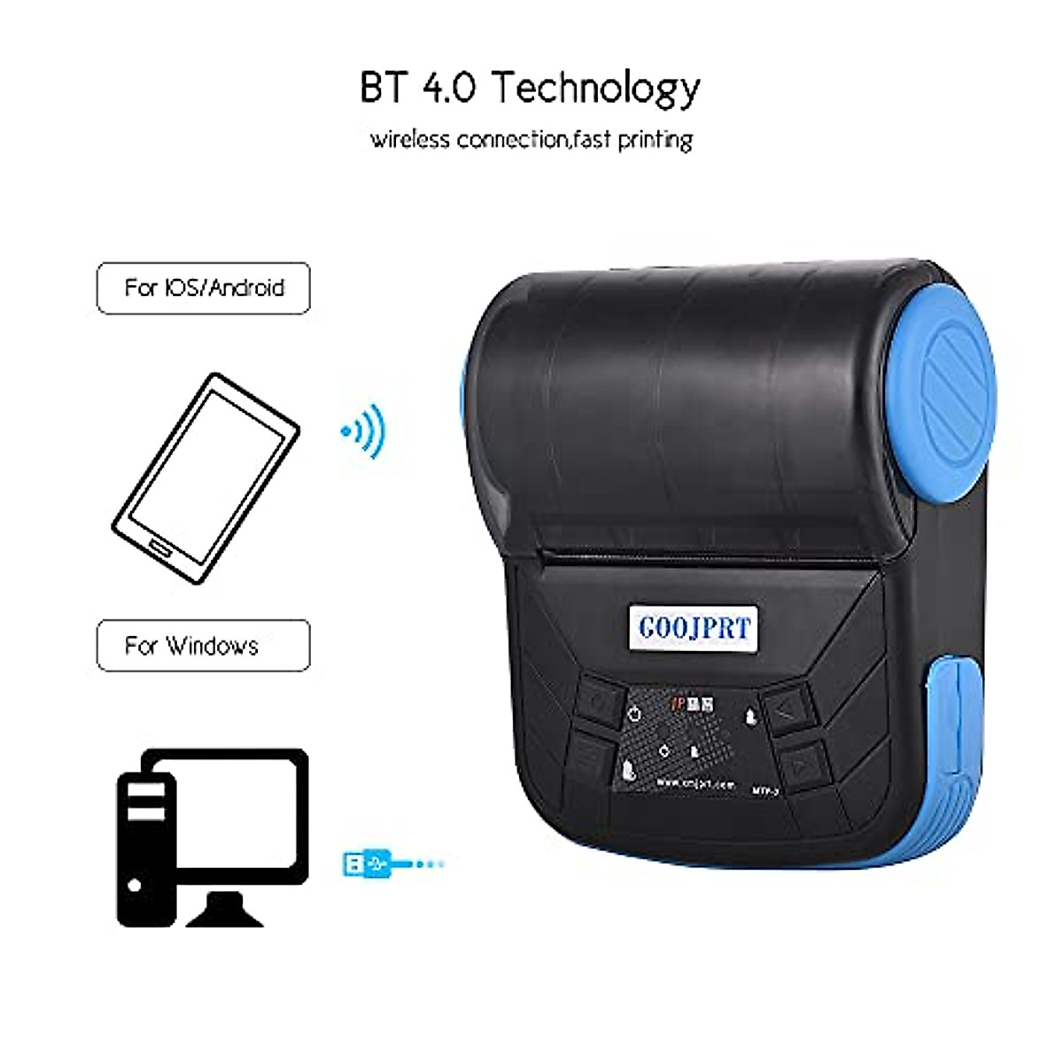 BISOFICE POS Printer Mini Printer Pocket Printer MTP-3 80mm BT Thermal Printer Portable Lightweight for Supermarket Ticket Receipt Printing