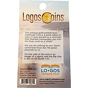 You are The Lord's Favored, Bulk Pack of 3 Religious Pocket Tokens of Prayer and Faith, Antique Gold-Color Plated Christian Challenge Coins, Inspirational Psalm 5:12 Church Handout Gifts