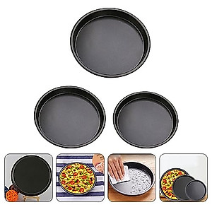 UPKOCH Pasties 3pcs Pizza Pan Set Carbon Steel Black Deep Cake Pans Round Loaf Pan Nonstick Bakeware Bread Toast Diy Baking Tin Cake Baking Tray (6in 8in 10in) Baking Pans