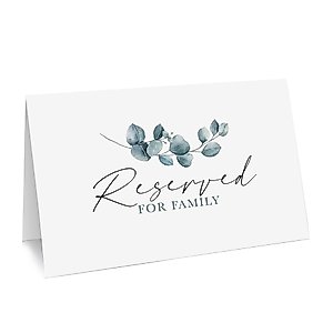 CLEVER SIGNS Reserved Table Signs, Pack of 25 Reserved Signs for Family, Reserved Signs for Weddings, Receptions, Christmas, 4x6 inches Reservation Cards for Tables, Greenery Watercolor Design
