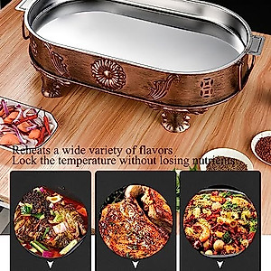 Oval Chafers and Buffet Warmers Stainless Steel Chafing Dish Buffet Set Large Seafood Platter Tray with Food & Water Pan, Frame, Fuel Holder for Event Party Holiday (55CM)