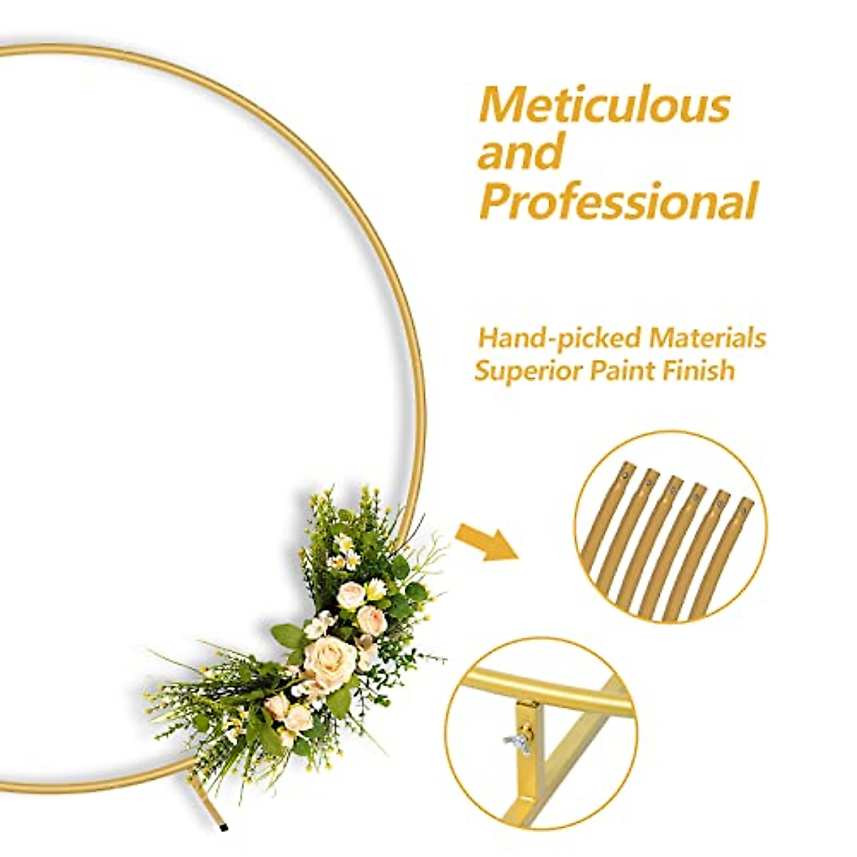 Esyun 6.56Ft Round Backdrop Stand, Metal Circle Wedding Arch Backdrop Stand Balloon Circle Arch Stand Suitable for Birthday Party, Wedding (2M)