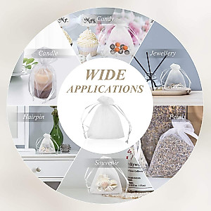 MagicFour White Organza Bags, 50 Pack 4x5 inches Drawstring Gift Bags, Mesh Valentines Christmas Party Bag Wedding Bags, Sachet Bags Sheer Organza Pouches,Favor Jewelry Bags