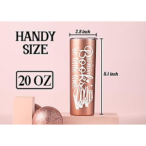 Onebttl 20oz Rose Gold Insulated Stainless Steel Book Lover's Tumbler with Straw and Lid - So Many Books, So Little Time