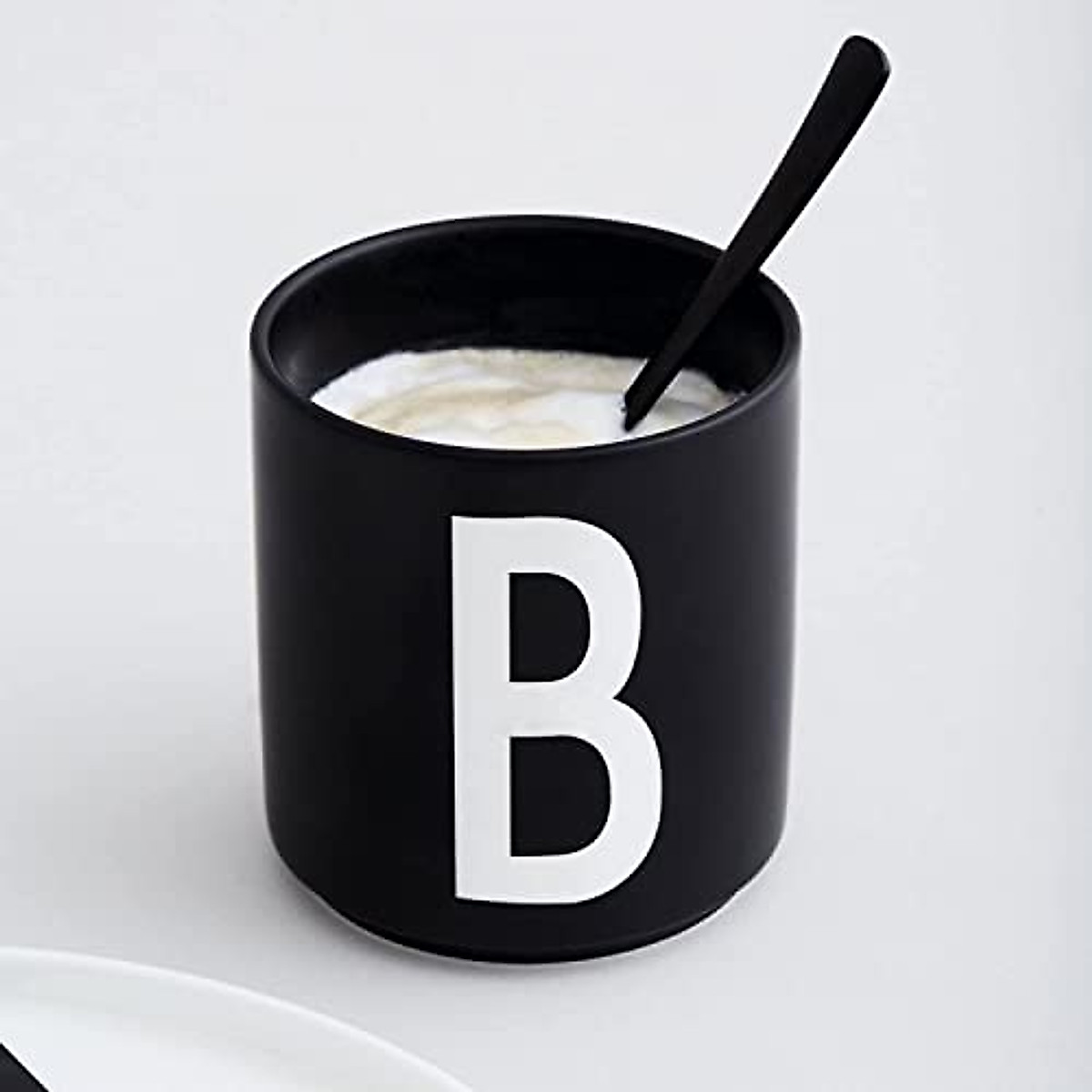 Design Letters Coffee Mug Initial A-Z | Monogram Coffee Mug for Men, Women 11 Oz | Porcelain Mugs Gifts for Women Wife Mom Friends | Thank You Gift for Daughter, Coworkers| Novelty Tea Cup, Black Mug