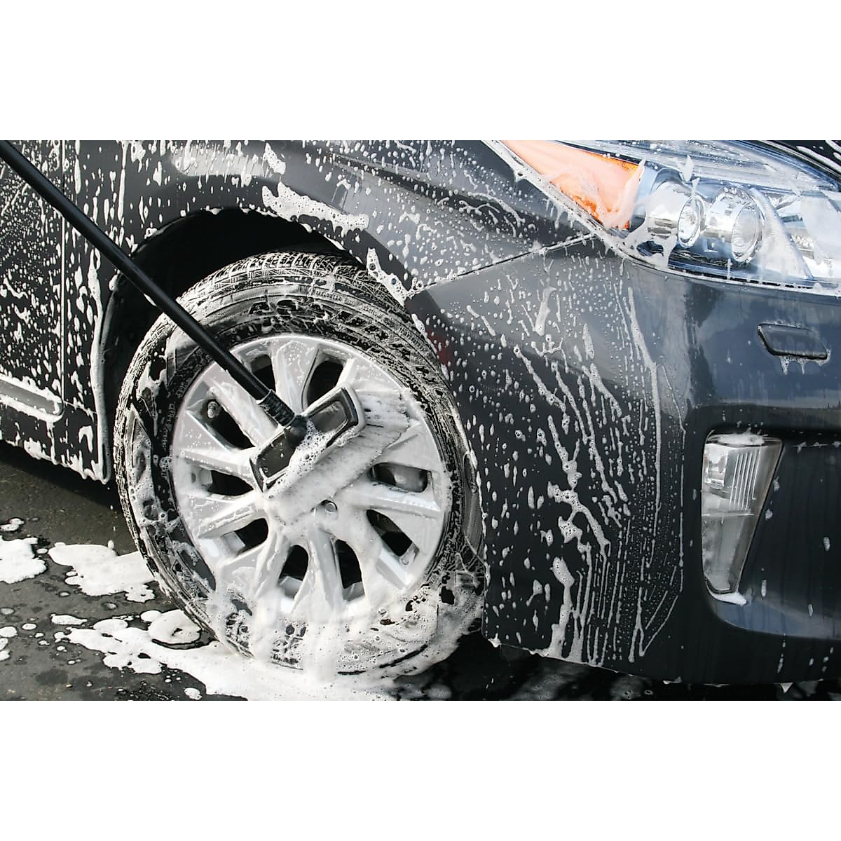 Carrand 93063 Deluxe Car Wash 8" Dip Brush with Bumper and 27-48" Extension Handle , Black