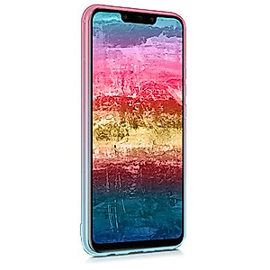 kwmobile Case Compatible with Huawei Mate 20 Lite - Case Transparent Gradient Phone Cover - Bicolor Dark Pink/Blue/Transparent