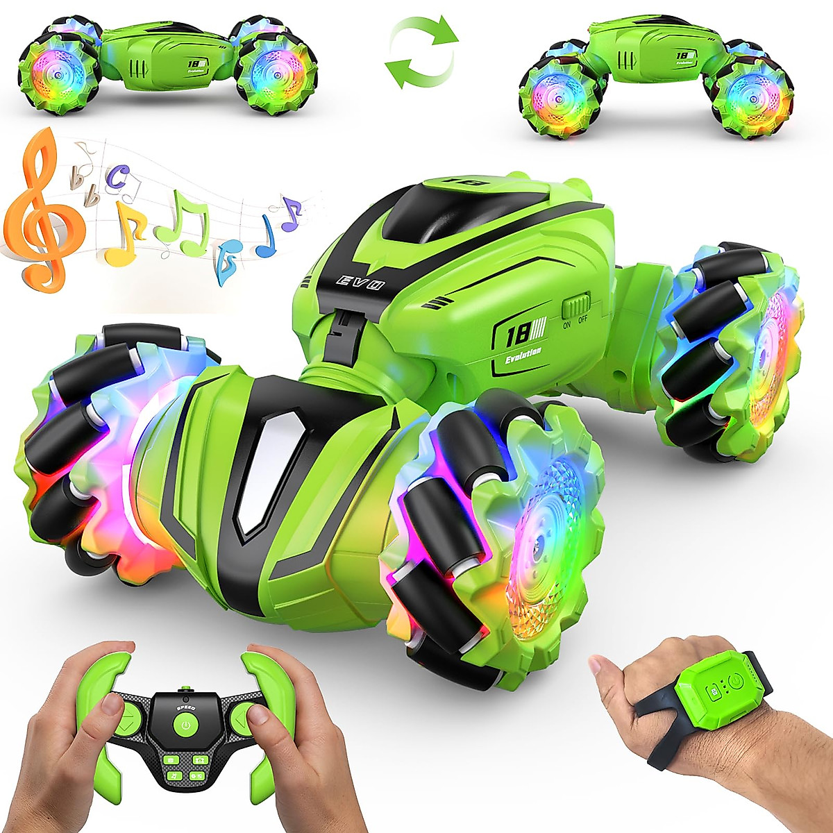 RC Cars for Kids,Toys for 6 7 8 9-14 Year Old Boys,Remote Control Car 360 ° Flips Stunt Car Double Sided Rotating Gesture Sensing Rc Cars with Light and Muisc Rechargeable Toy Car Gifts for Boys Girls