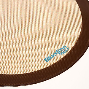 Bluedrop Round Silicone Baking Mats and Perforated Baking Sheet Sets For Toaster Oven Liners Pizza Tarlets Bread Cooking Sheets Air Fryer Non Stick Baking Mats Pack of 2