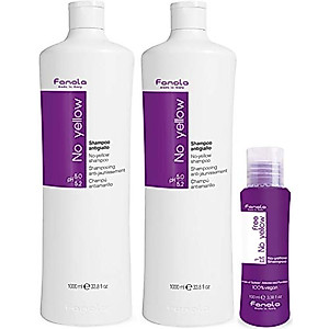 Fanola No Yellow Shampoo, 1000 ml 2 Pack With No Yellow Vegan Travel Size