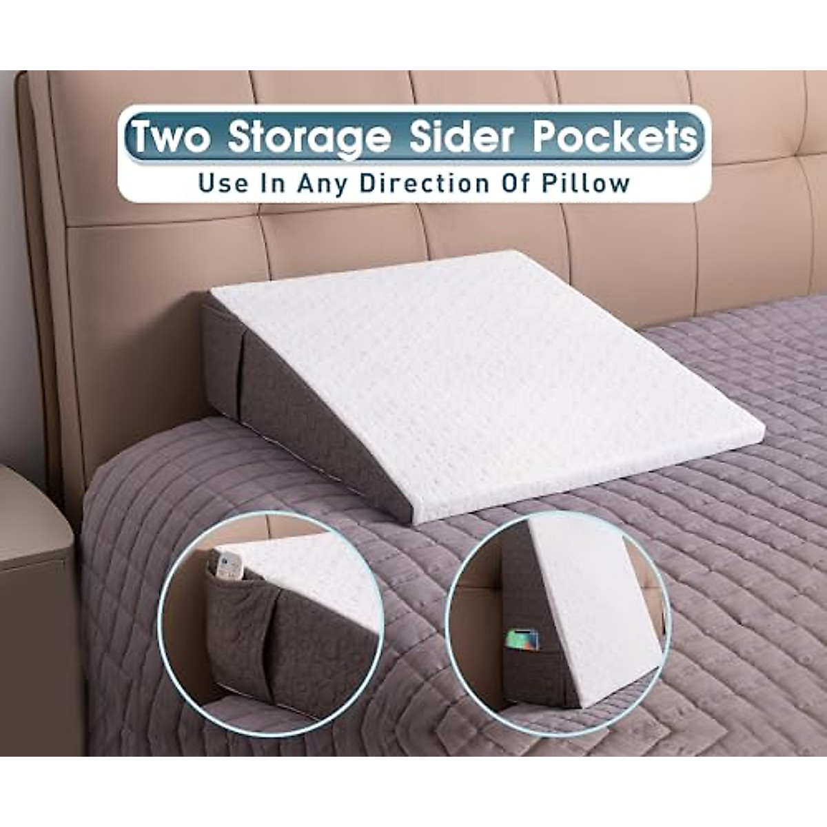 LOSKIA 7.5" Wedge Pillow for Acid Reflux Relief/Seniors, Wedge for Bed to Elevate Head, Acid Reflux Pillow, with Memory Foam Top Bed Wedge Pillow for Sleeping,Reading,Rest,Leg Elevation