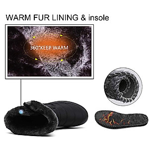 Hsyooes Womens Warm Fur Lined Winter Snow Boots Waterproof Ankle Boots Outdoor Booties Comfortable Shoes for Women,Black,7 M US=Label Size 38