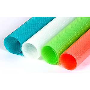 Refrigerator Mats Shelf Liner Clear Remi Washable Fridge Liners Waterproof pad mat Drawer Table Dish Fresh 7 Pack 2Red/2Green/2Blue/1Clear 17 3/4 x 11 1/16 IN / 45*30*0.1cm