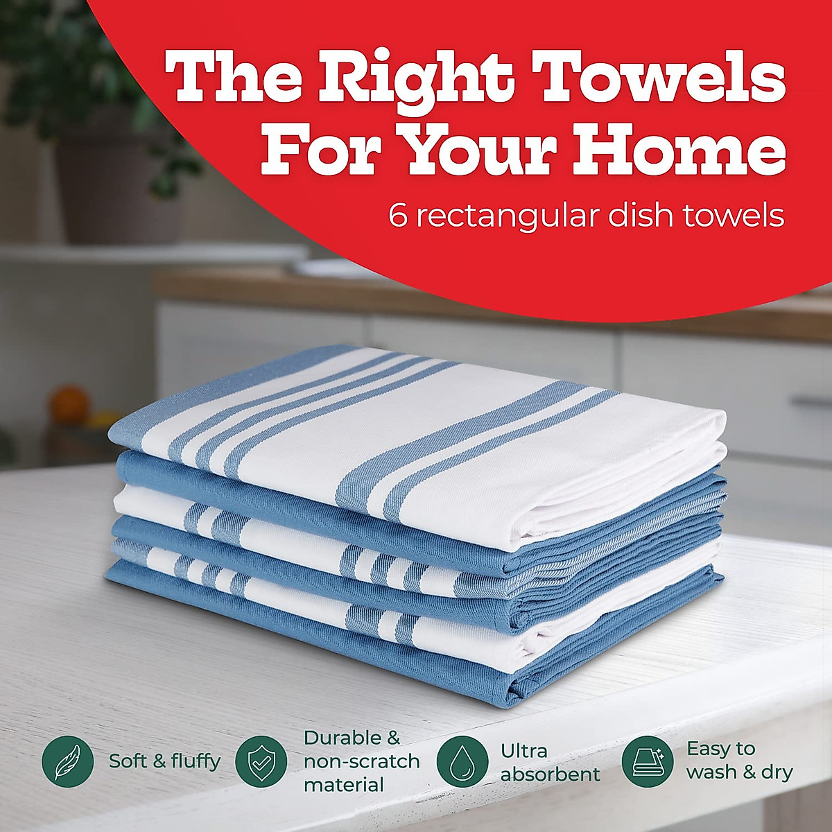 Big Red House Kitchen Towels - 6-Pack, 100% Cotton Kitchen Towels and Dishcloths Sets - Dish Towels for Drying Dishes and Cups - Home and Kitchen Accessories - Turquoise