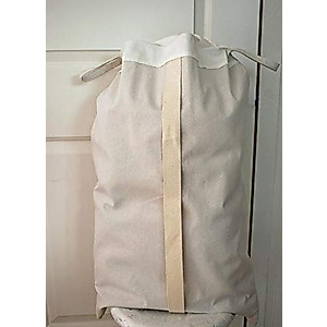 Over The Door Hanging Laundry Hamper Bag - Beautiful Linen - Drawstring Closure With Carry Strap - HOOKS NOT INCLUDED*