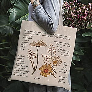 4 Pieces Canvas Tote Bag Flowers Shopping Bag Gift Beautiful Floral Tote Bag Aesthetic Reusable Grocery Shopping Bag Trendy School Tote Book Lover Tote Gift Makeup Bags for Girls Women Girlfriend