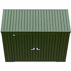 Scotts 8' x 4' Garden Storage Shed Outdoor Lockable Water-Resistant Steel Building with Tool Hanger and Pent Roof, Green
