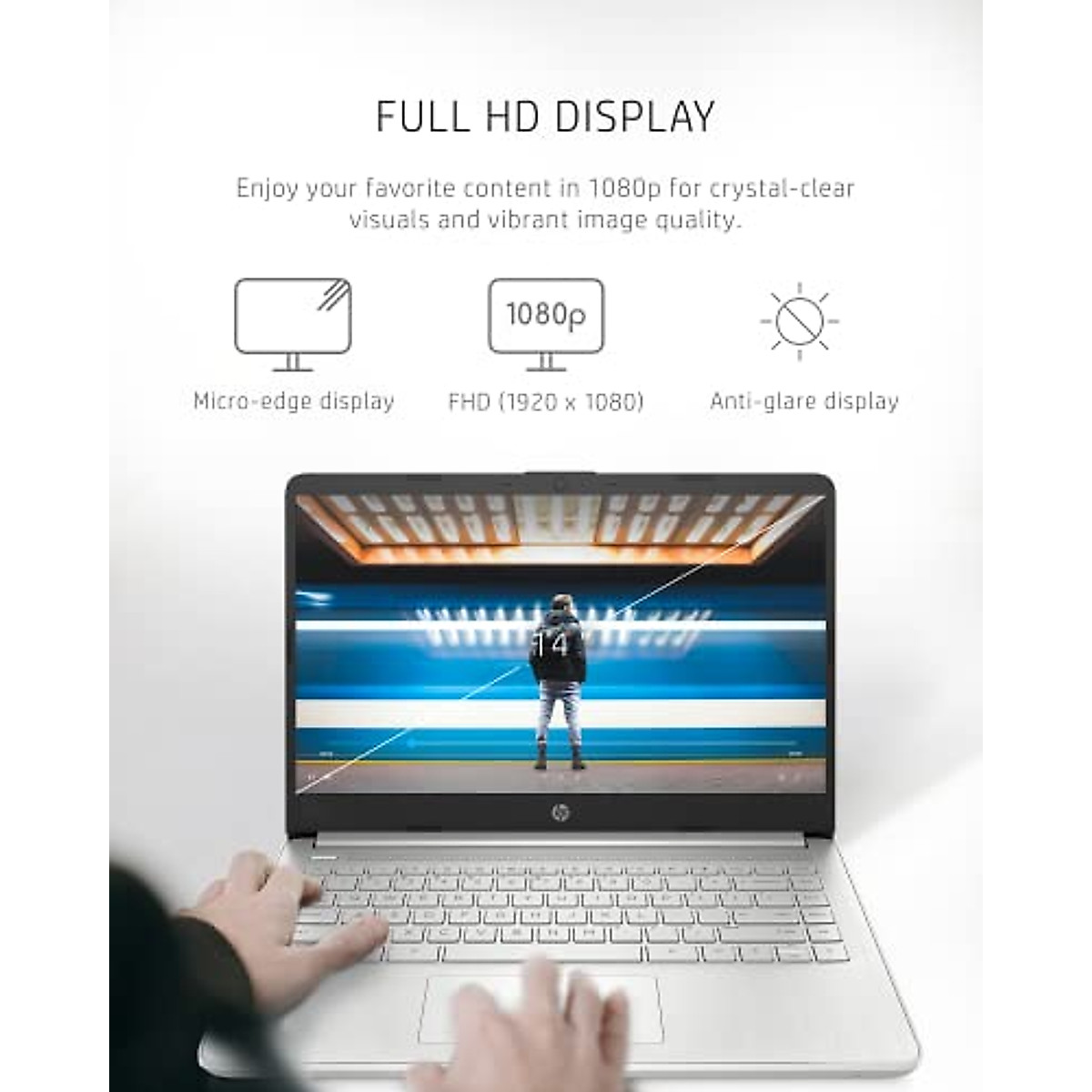 HP 14 Laptop, AMD Ryzen 5 5500U, 8 GB RAM, 256 GB SSD Storage, 14-inch Full HD Display, Windows 11 Home, Thin & Portable, Micro-edge & Anti-glare Screen, Long Battery Life (14-fq1025nr, 2021)