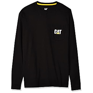 Caterpillar Men's Trademark Pocket Long Sleeve T-Shirt (Regular and Big & Tall Sizes), Black, 2X Large