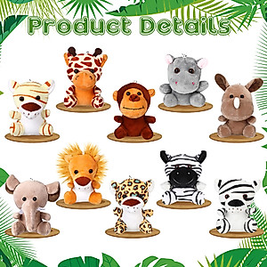 Leitee 10 Pieces Mini Plush Safari Stuffed Animals 4.8 Inch Small Jungle Animal Plush Bulk Lion Tiger Elephant Giraffe for Christmas Stockings Classroom Goodie Bag Gifts Plush Decor, 10 Styles