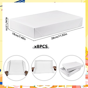 MUMULULU 8 PCS White Gift Boxes with Lids Sizes 11'' x 7.48'' for Birthdays Graduations Christmas Weddings Baby Showers and More