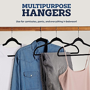 Generic Non-Slip Velvet Hangers - Suit Hangers Ultra Thin Space Saving Swivel Hook Strong and Durable Clothes Hangers Hold Up-to 10 Lbs, for Coats, Jackets, Pants, Dress Clothes - 30 Pcs - Black