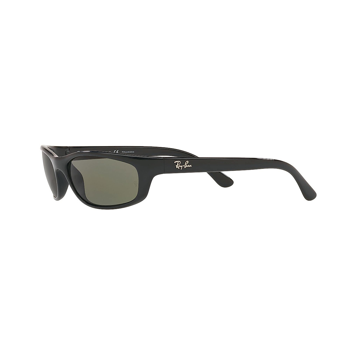 Ray-Ban Men's RB4115 Rectangular Sunglasses, Black/Polarized Green, 57 mm