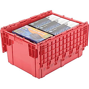 Distribution Container With Hinged Lid, 28-1/8x20-3/4x15-5/8, Red