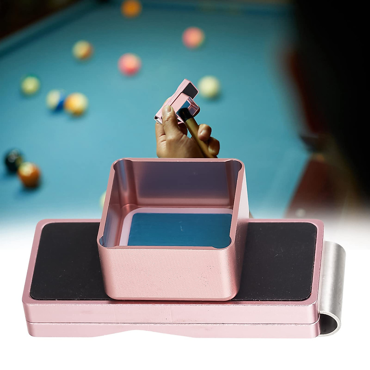 Jadeshay Magnetic Cue Tip Chalk Holder for Billiard, Portable Mini Aluminum Chalk Carrier with Clip, Rust-Resistant Mess-Free Chalk Application