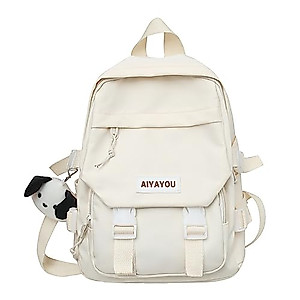 MIFJNF Mini Backpack Cute Mini Backpacks Cute Backpack Aesthetic Backpack Kawaii Backpack for School with Kawaii Accessories (White)