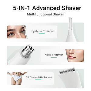 1JUSTLINK Electric Razor for Women, 5 in 1 Body Razor, Eyebrow Razor & Face Razor, USB Rechargeable Mini Foil Shaver for Face Peach Fuzz, Lips, Body, Chin, Arms