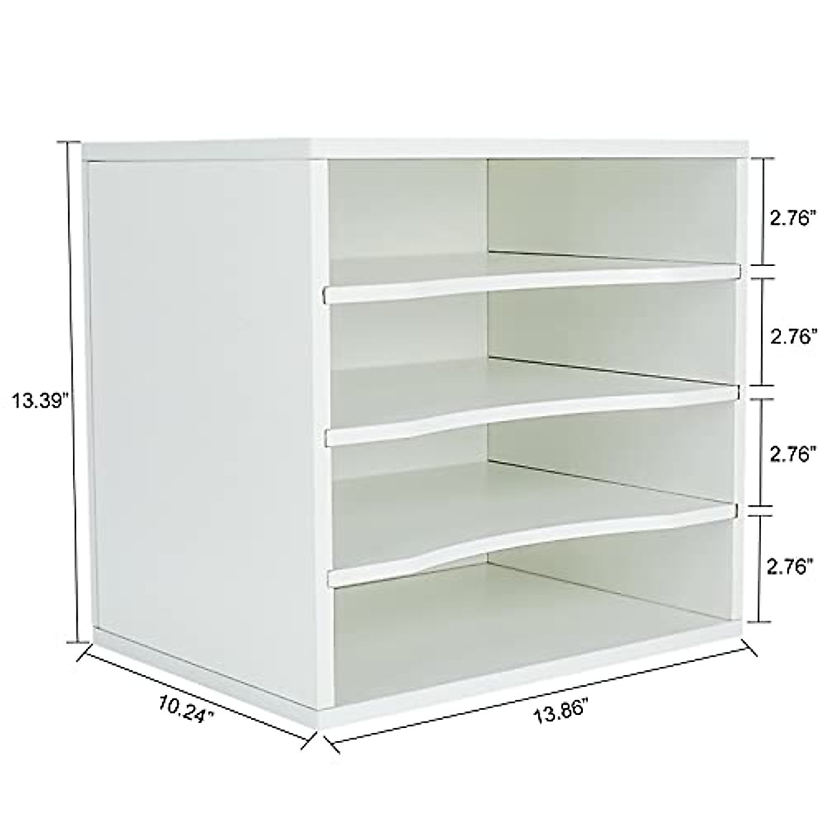 PAG Office Supplies Desk Organizer Wood File Mail Sorter with 3 Adjustable Drawer Boards,White