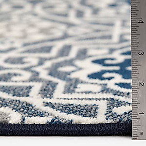 LOOMAKNOTI Tecopa Kidore 8' x 10' Blue Geometric Indoor/Outdoor Area Rug