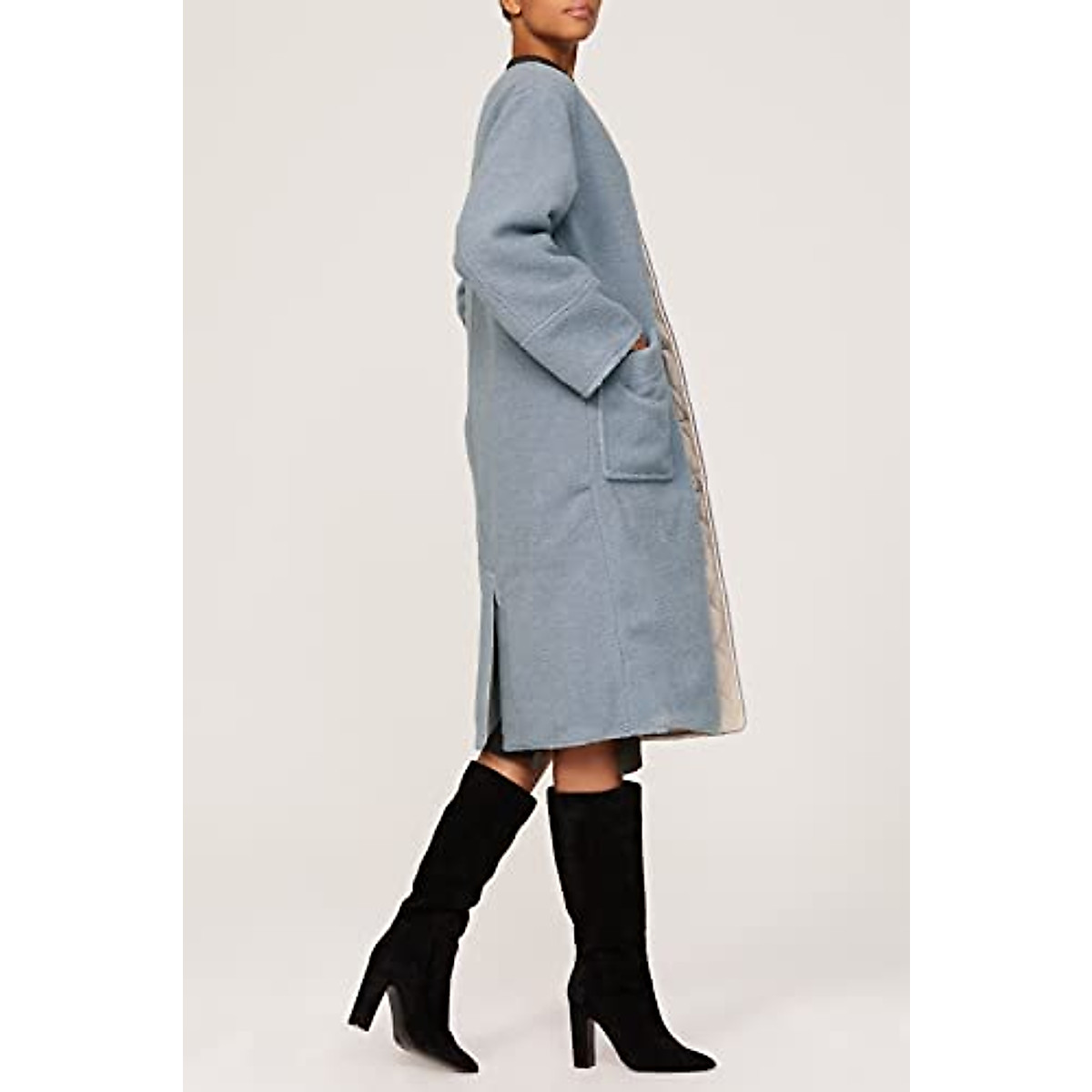 Derek Lam Collective RTR Design Collective Oversized Reversible Shearling Coat, Blue, X-Large