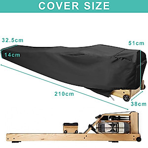 Rowing Machine Cover, Durable 600d Oxford Fabric Sports Rowing Machine Protective Covers with Zip and Drawstring,Waterproof,Dustproof and Breathable,Black,83" Lx24 Wx22”H