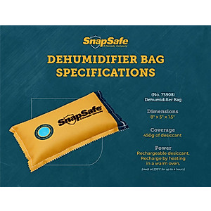 SnapSafe Reusable Dehumidifier Bag 450G, 75908 - Portable, Easy to Use Moisture Absorbers for Gun Safes & Cabinets - Prevent Moisture Damage for Gun Safe Accessories, Firearms in Your Gun Vault