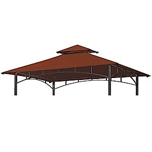 Grill Gazebo Replacement 5' x 8' Canopy Roof, Outdoor BBQ Gazebo Canopy Top Cover, Double Tired Grill Shelter Cover with Durable Polyester Fabric, Burgundy